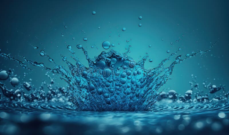 Fresh Water Drops on Blue Ethereal Background for Invitations and ...