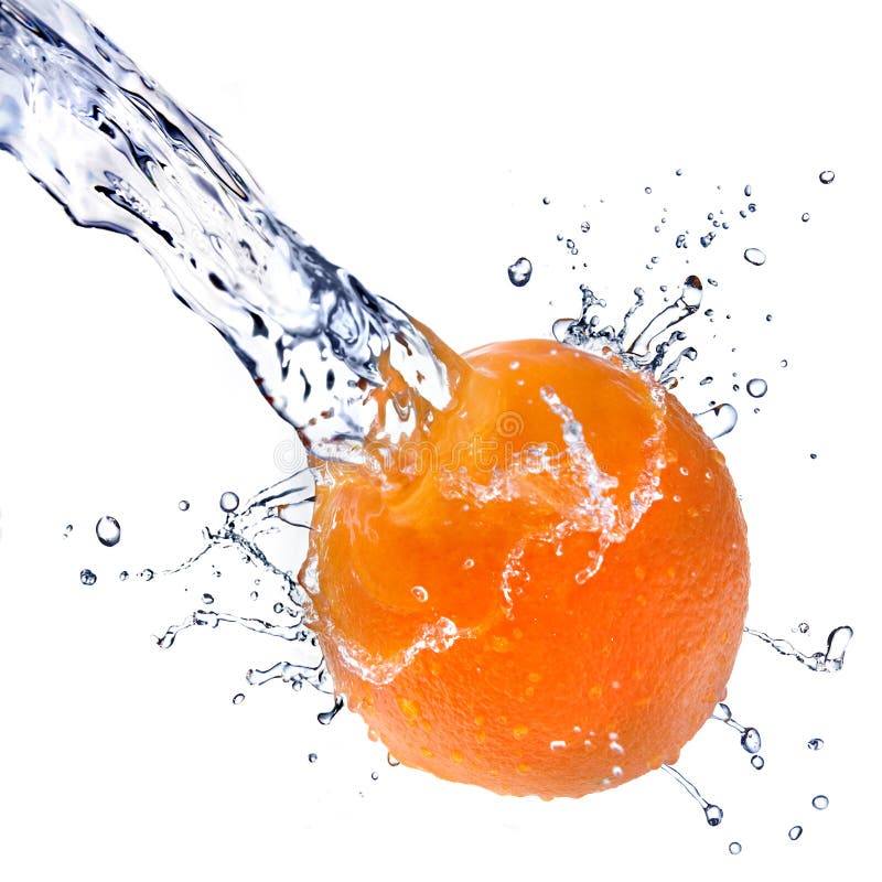 Fresh Water Drops on Orange Isolated on White Stock Image - Image of ...