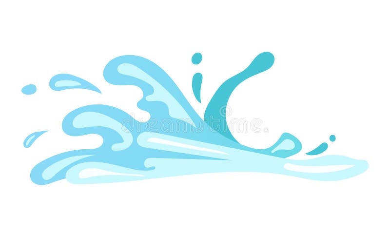 Fresh Water Effect with Flowing Sea Wave, Splashes and Drops. Stock ...