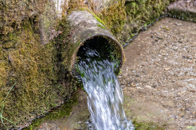 Fresh Water Runs Out of a Steel Pipe Stock Image - Image of liquid ...