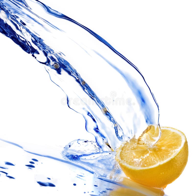 Fresh Water Splash on Lemon Isolated on White Stock Photo - Image of ...