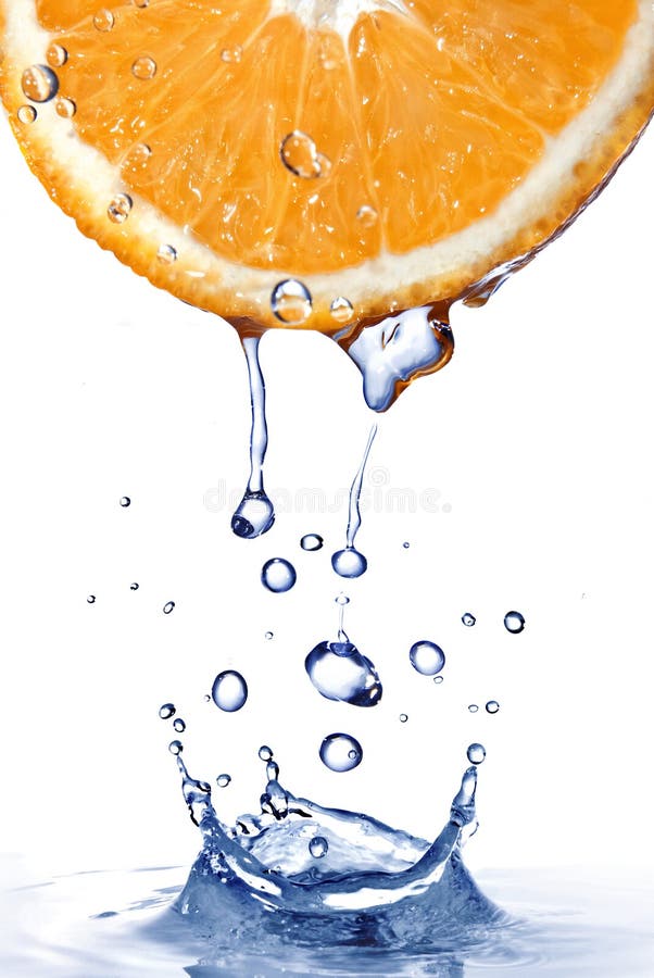 Fresh Water Splash on Orange Isolated on White Stock Image - Image of ...
