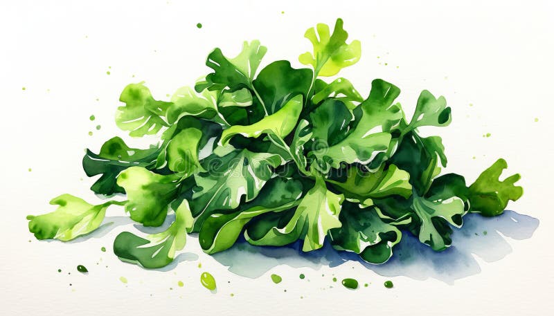 Fresh Watercolor Lettuce Illustration on White Background Stock Photo ...