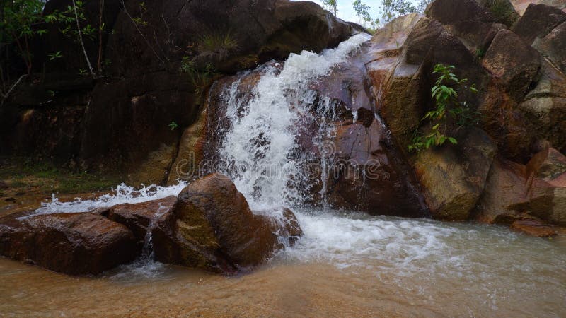 Fresh Waterfall on Mountains and River Rocks Stock Photo - Image of ...