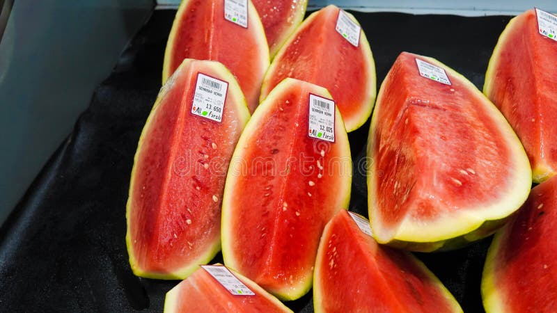Fresh Watermelon in Fruit Stall Editorial Photo - Image of yellow ...
