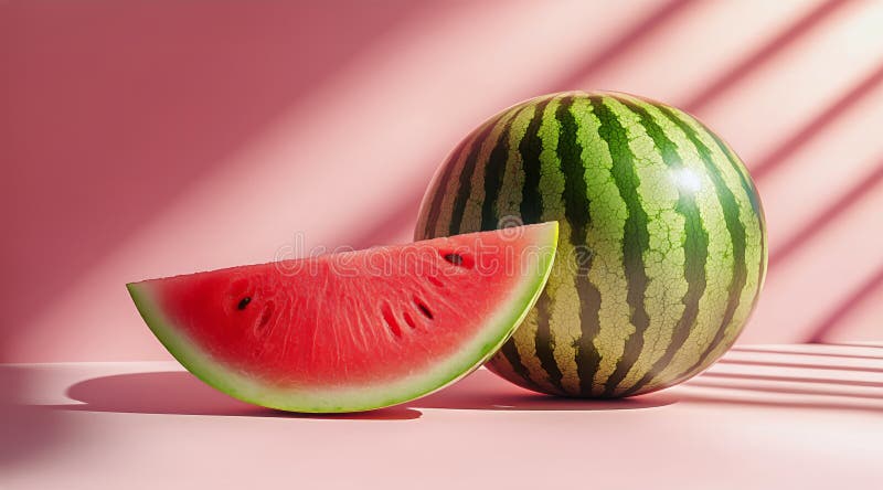 Fresh Watermelon Half Whole Table Soft Light Shadows Stock Photos ...