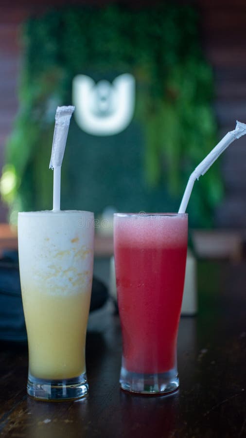 Watermelon and mango juice stock photo. Image of bottle - 227317564