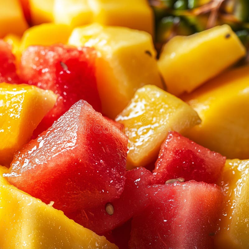 Fresh Watermelon Mango Pieces Macro View Stock Photos - Free & Royalty ...