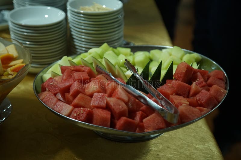 Fresh Watermelon and Melon on the Table Stock Photo - Image of seafood ...