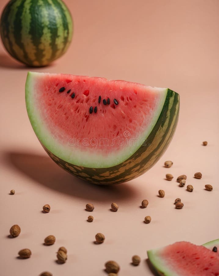 Fresh Watermelon Slice with Seeds on Pastel Background for Minimalist ...