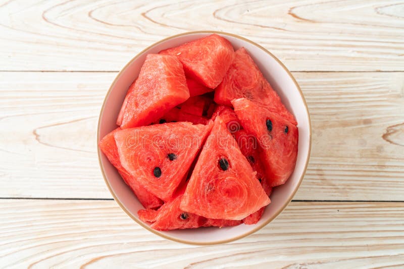Fresh Watermelon Sliced in Bowl Stock Photo - Image of nutrition ...