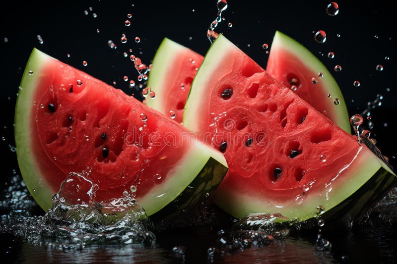 Fresh Watermelon with Sliced Pieces,Generative AI Stock Illustration ... Fresh Watermelon with Sliced Pieces,Generative AI Stock Illustration ...