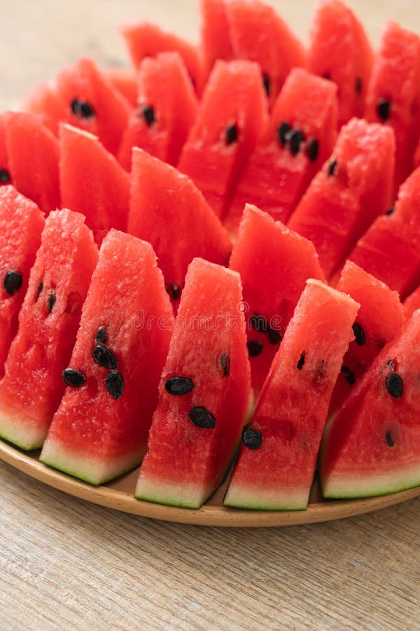 Fresh Watermelon Sliced on Plate Stock Photo - Image of plate, organic ...