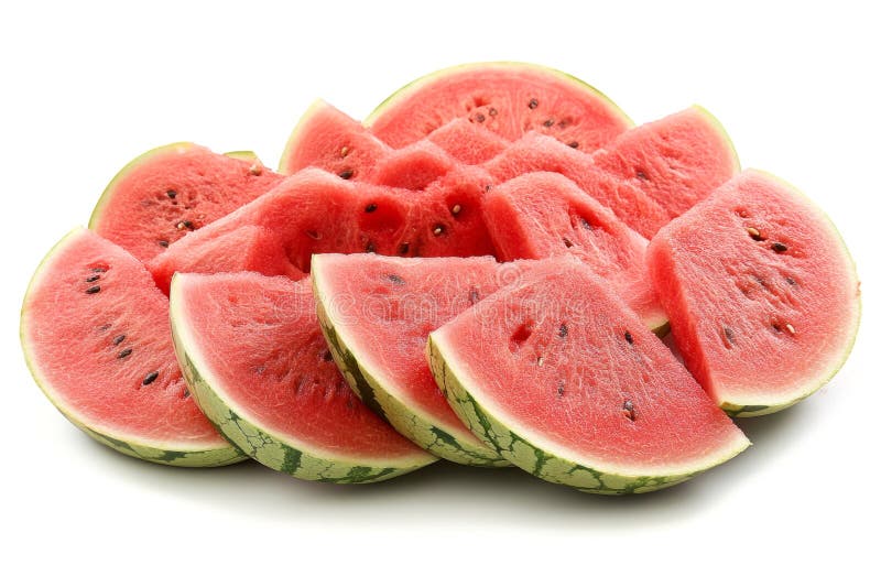 Fresh Watermelon Slices Arranged on a White Background, Creating a ...