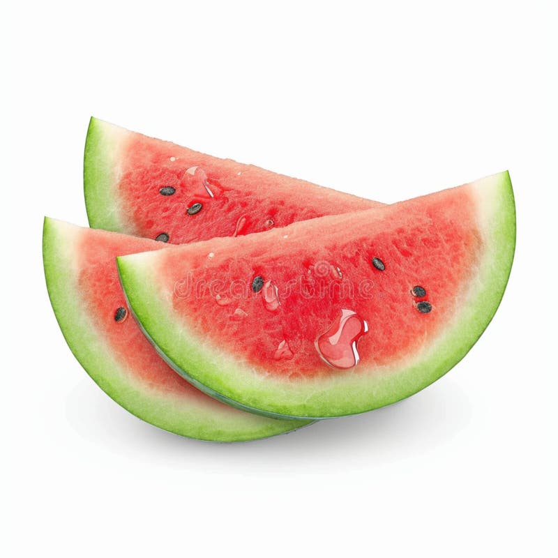 Fresh Watermelon Slices Isolated on White Background, Refreshing Fruit ...