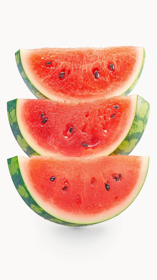 Fresh Watermelon Slices Isolated on White Background, Refreshing Fruit ...