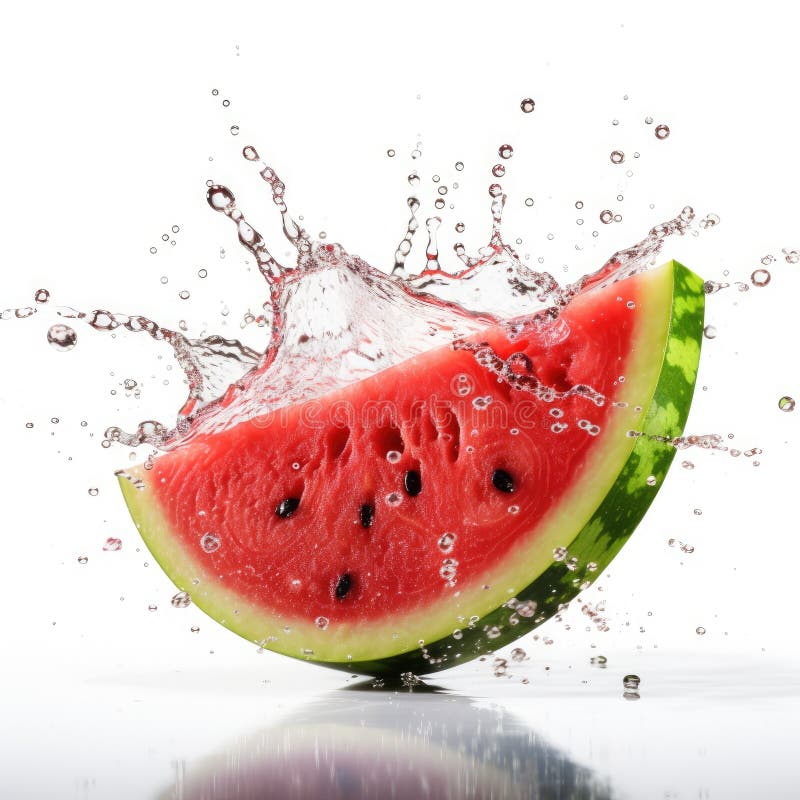 Fresh Watermelon in Water Splash on White Backround. Juicy Fruit Stock ...