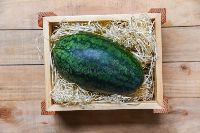 Fresh Watermelon on Wooden Box - Top View - Harvest Watermelon Summer ...