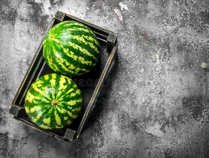 Fresh Watermelons in a Box. Stock Photo - Image of natural, tasty ...