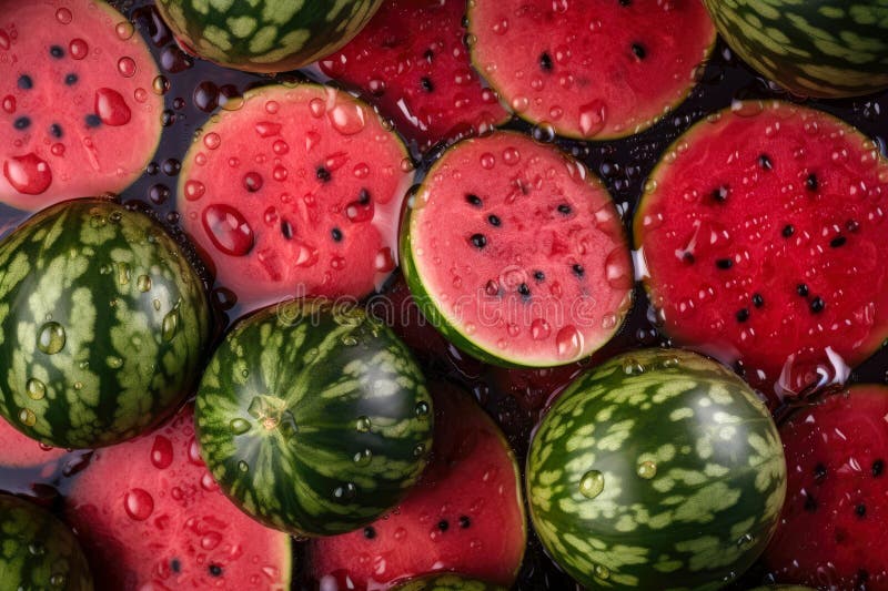 Fresh Watermelons with Water Drops on Them Stock Illustration ...