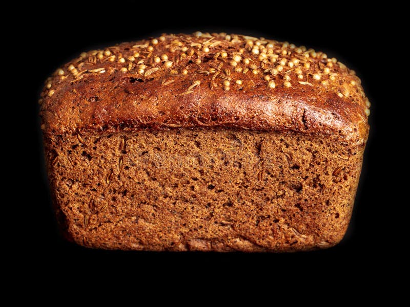 Fresh Wheat Bread on a Black Background Stock Photo - Image of poppy ...