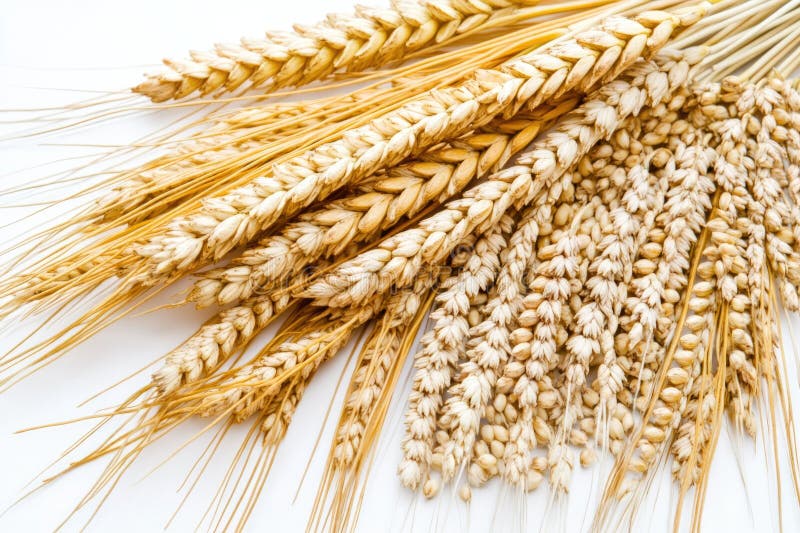 Fresh Wheat Grains Arranged on a White Surface Stock Image - Image of ...