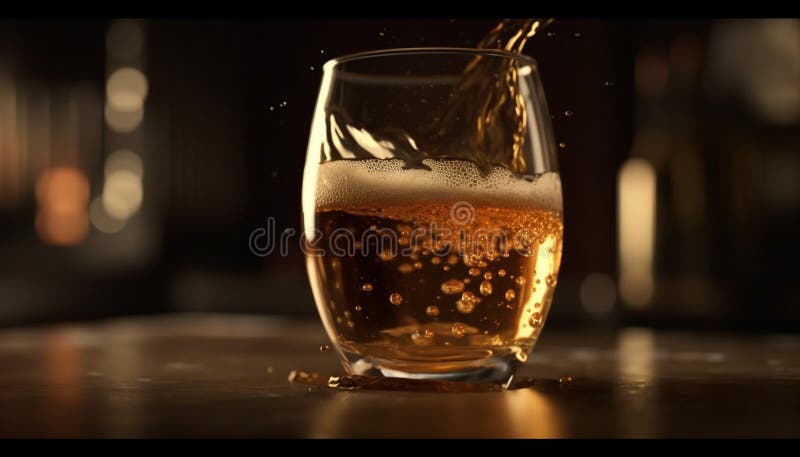 Fresh Whiskey Drop in Transparent Drinking Glass Generated by AI Stock ...