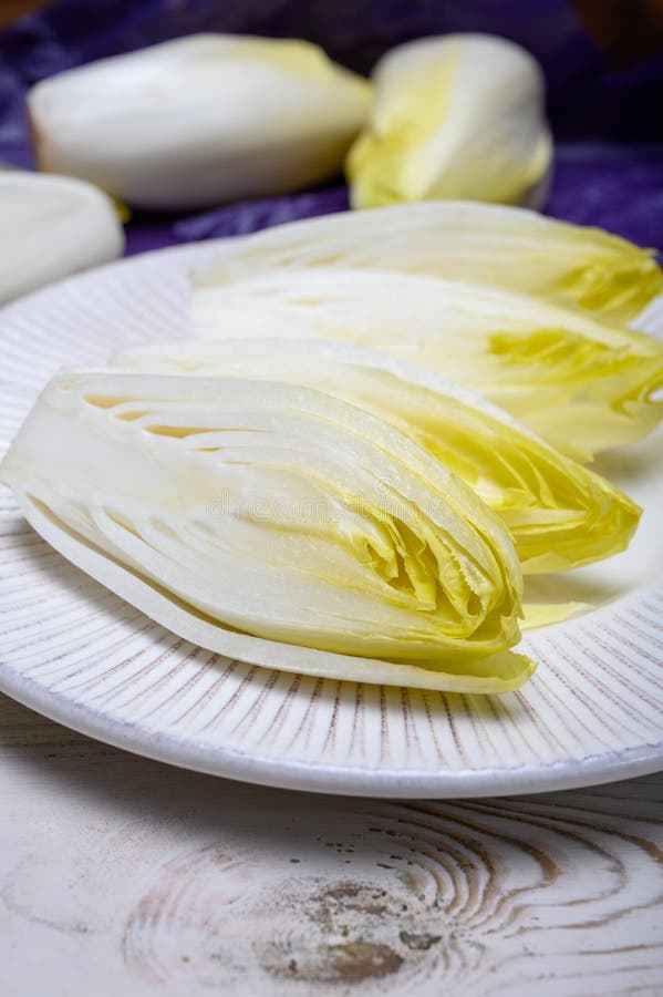 Fresh White Belgian Endive or Chicory Heads Stock Image - Image of ...