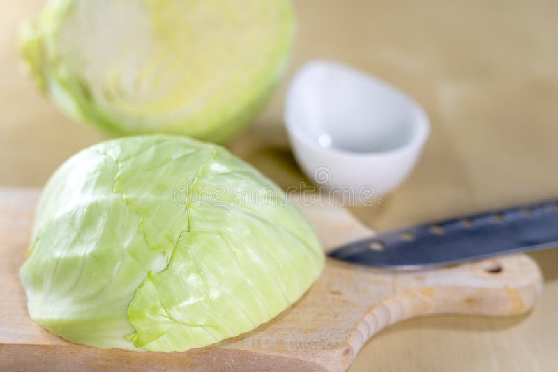 Fresh White Cabbage Cut into Strips on the Kitchen Table. Vegetables ...