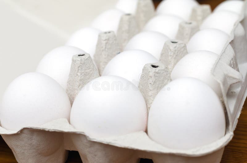 Fresh White Eggs in Box. Close Up. Stock Photo - Image of brown, dinner ...