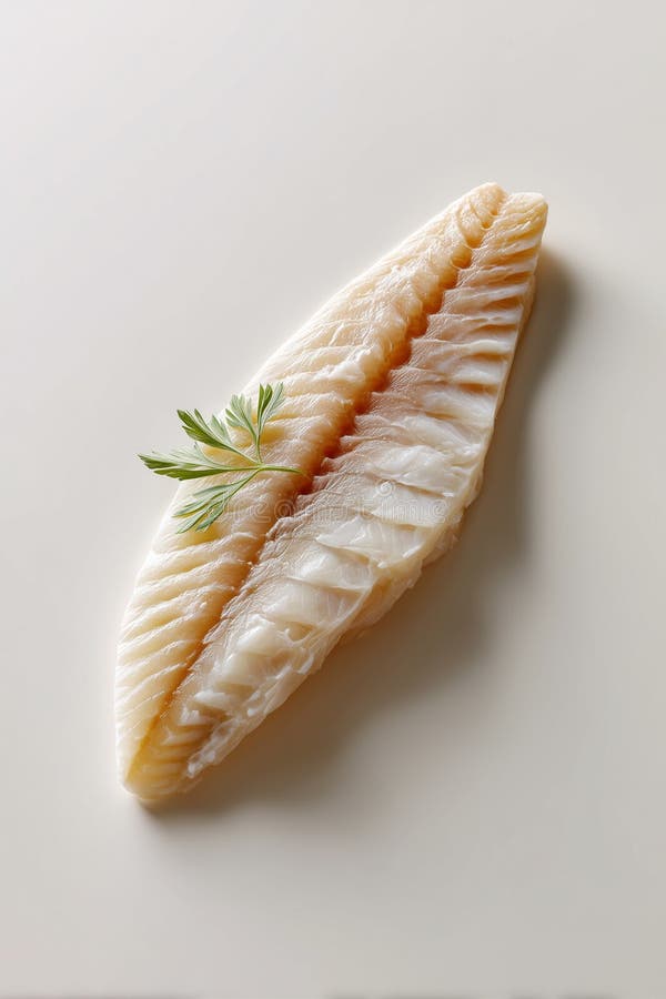Fresh White Fish Fillet Displayed on Smooth Surface, Accentuated by a ...