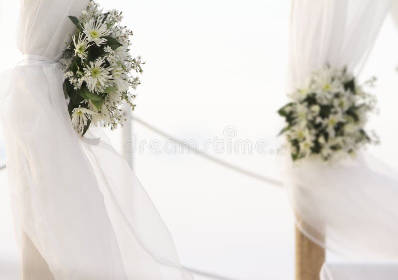 Fresh White Flowers As Wedding Decoration on Beach Stock Image - Image ...