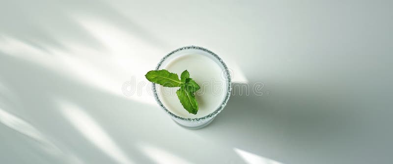 Fresh White Milk with Green Mint in a Cold Glass Stock Image - Image of ...