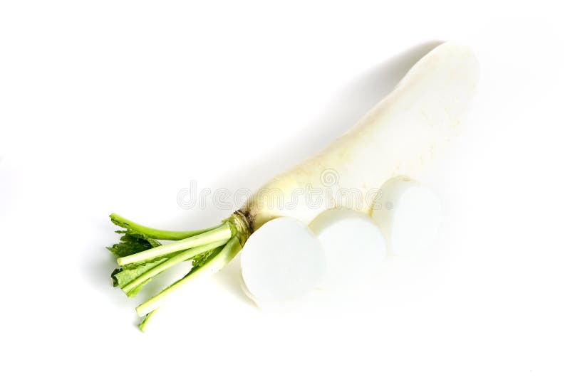 Fresh White Radish with Slices Isolated on White Background Stock Photo ...