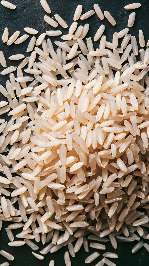 Fresh White Rice Grains Scattered on Dark Surface Creates Visually ...