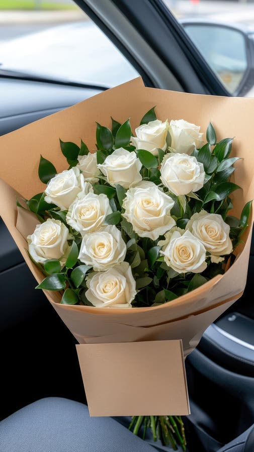Fresh White Roses Arranged Beautifully with an Envelope Create a ...