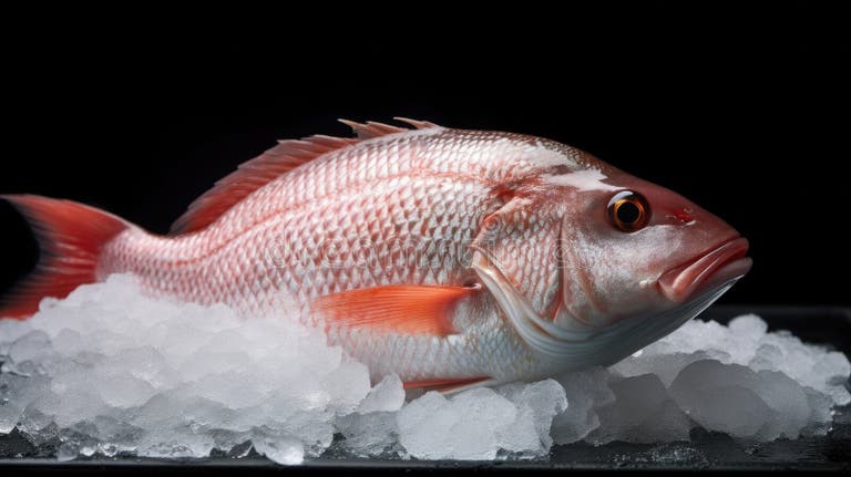 A Fresh White Snapper Fish on Ice. Snapper Fish Stock Illustration ...