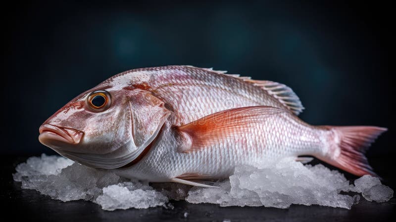 A Fresh White Snapper Fish on Ice. Snapper Fish Stock Illustration ...