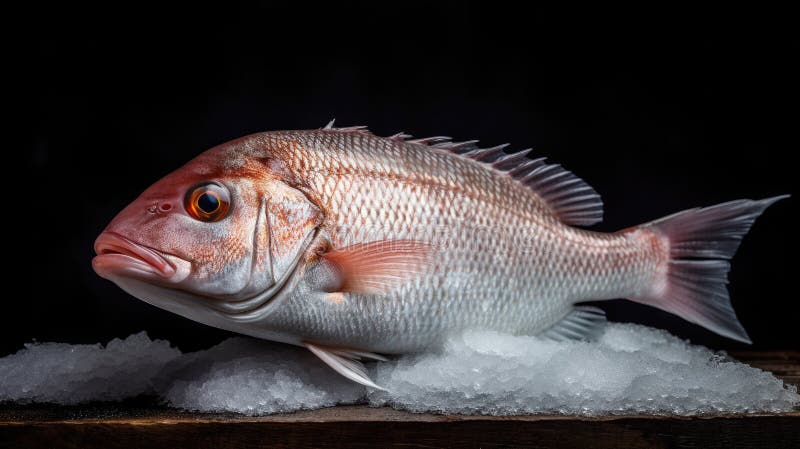 A Fresh White Snapper Fish on Ice. Snapper Fish Stock Illustration ...