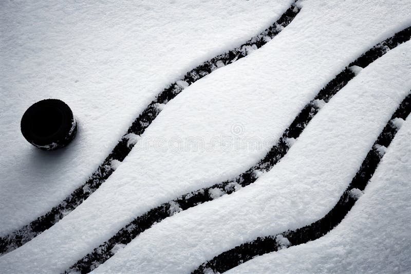 Fresh White Snow Surface with Black Wavy Trails Stock Illustration ...