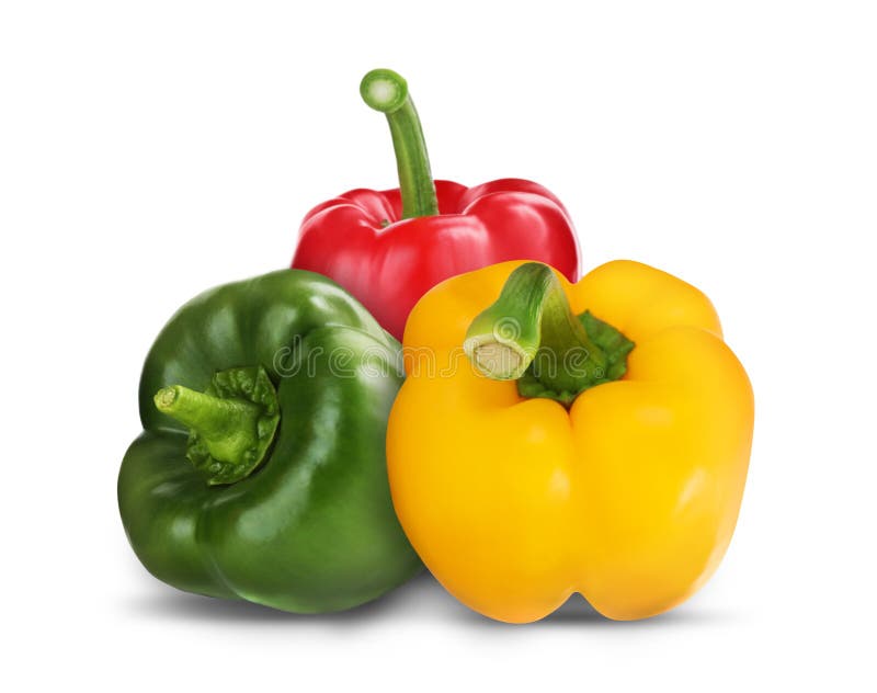 Fresh Whole Bell Peppers on White Background Stock Image - Image of ...