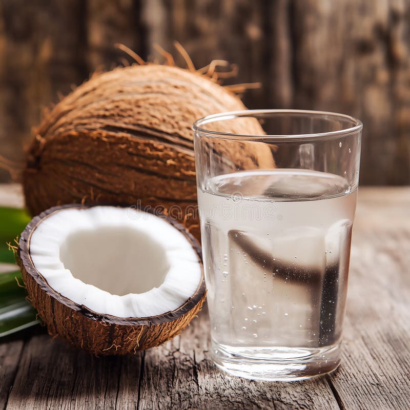 Fresh Whole Coconut, Half of Coconut and Glass of Coconut Water As ...