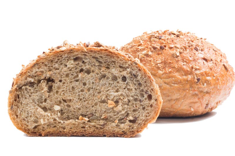 Fresh Whole Grain Bread Cut in Half Stock Image - Image of delicious ...