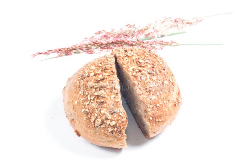 Fresh Whole Grain Bread Cut in Half Stock Photo - Image of eating ...