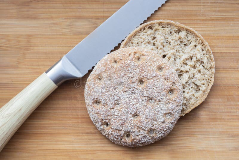 Fresh Bread Roll Cut in Half Stock Photo - Image of foods, food: 215961210