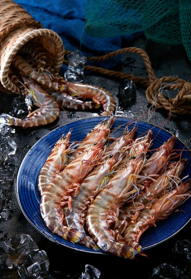 Fresh Wild Seafood Ingredients, Shrimp Stock Photo - Image of indoor ...