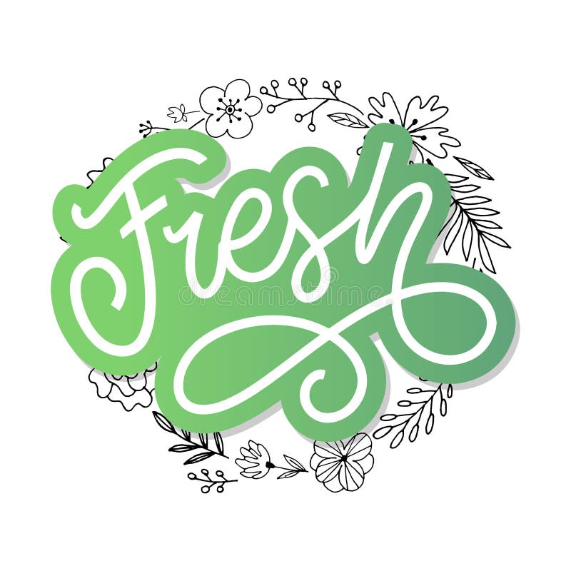 Fresh Word Hand Lettering. Handmade Vector Calligraphy Eco Slogan Stock ...