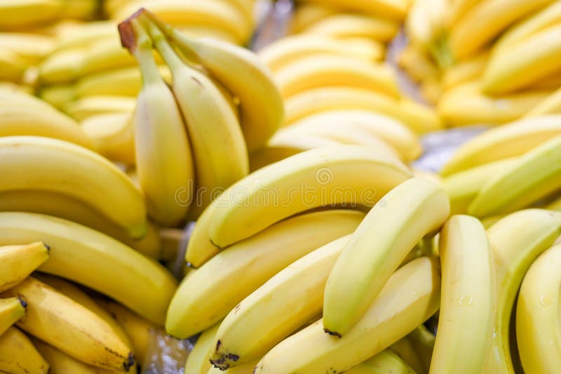 Fresh Yellow Bananas in the Box on the Fruit Market Stock Photo - Image ...