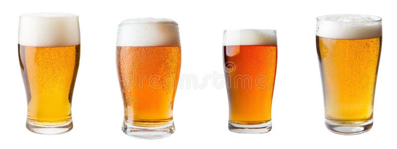 Fresh Yellow Beer Pint with Cap of Foam Isolated on White. Stock Photo ...