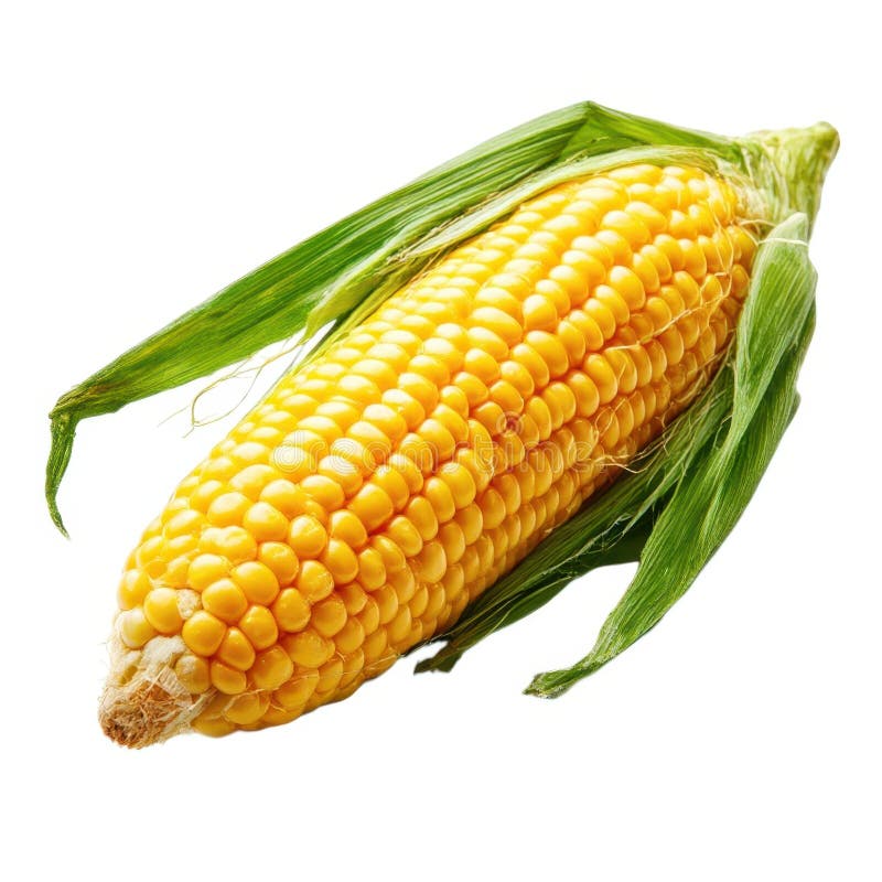 Fresh Yellow Corn Cob with Husk on White Background Stock Illustration ...